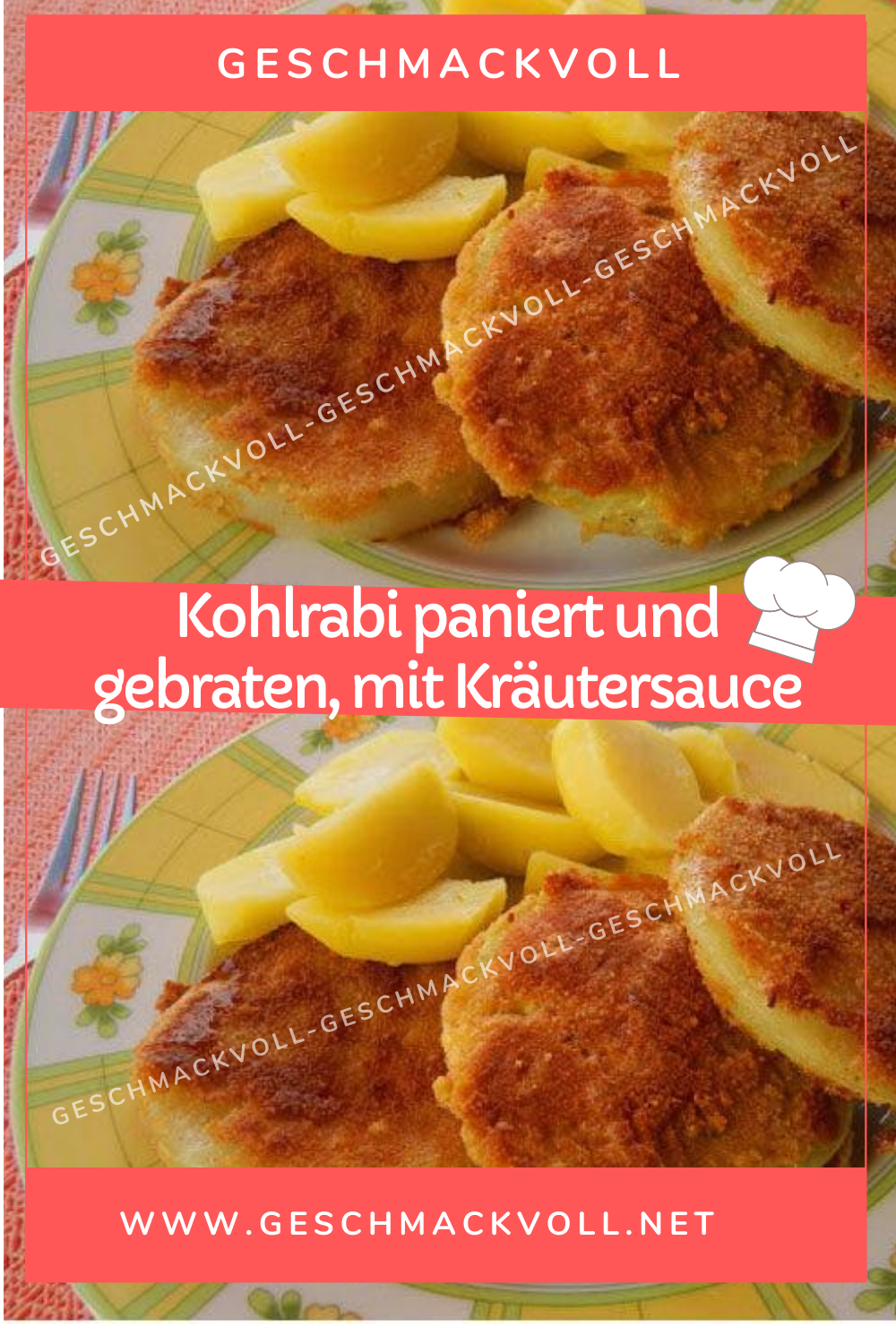 geschmackvoll – Kohlrabi paniert und gebraten, mit Kräutersauce ...